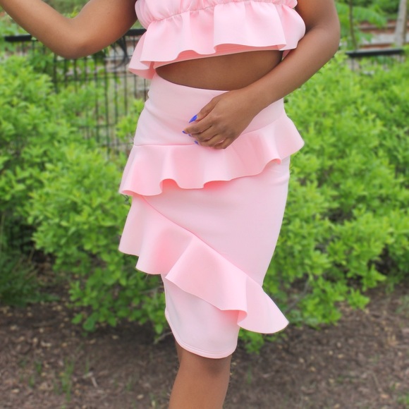 Skirts | Light Pink Ruffled Midi Skirt | Poshmark
